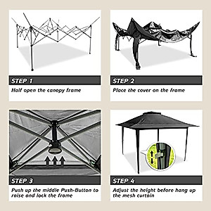 Outdoor Garden Gazebo for Patios with Stable Steel Frame and Netting Walls (12x12 FT,Black)