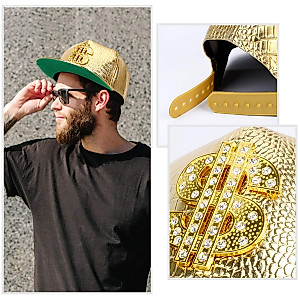 FuZhiBang NYU14 The New Crocodile Baseball caps Alloy Dollar Flat-Brimmed hat Hip-hop hat (Gold)