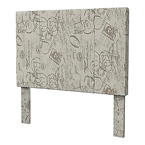 Furniture of America Malena Leatherette Headboard, Full-to-Queen, Ivory Script