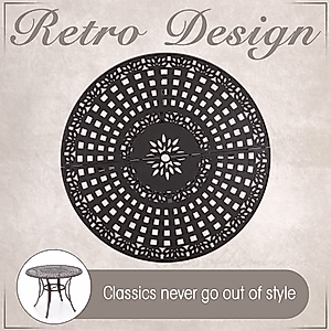 MFSTUDIO Cast Aluminum Bar Height Patio Dining Set of 7, Aluminum 54" Round Bar Height Table with Umbrella Hole and 6 Pieces Bar Height Swivel Stool, Brown