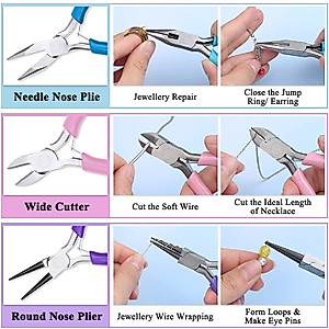 5 Packs Jewelry Pliers Set, Jewelry Making Tools with Needle Nose Pliers/Round Nose Pliers/Chain Nose Pliers/Bent Nose Pliers/Zipper Pliers, Jewelry Making Supplies Repair/ Cut Kits for Crafting