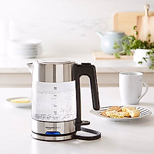 Amazon Basics Electric Glass and Steel Kettle - 1.0 Liter