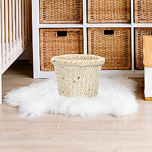DOITOOL Rattan Trash Can Wicker Waste Basket Natural Garbage Bin Vintage Trash Buckets Laundry Hamper Storage Baskets Plant Pot 7inch X 5.5 inch
