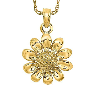 IceCarats 14K Yellow Gold Sunflower Necklace Daisy Pendant Sunshine Summer Flowers Charm Only