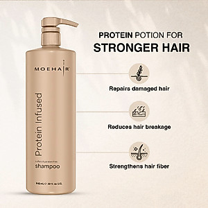 MOEHAIR Protein Infused Shampoo | Anti-Frizz, Moisturizing & Strengthening Shampoo for All Hair Types | With Proteins, Natural Oils & Vitamin E & B5 | Sulfate & Paraben-Free Hair Shampoo, 32 Fl Oz