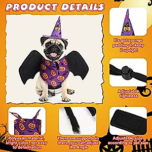 6 Pcs Pet Halloween Costumes Dogs Spider Costume Puppy Cats Bat Wings Costume with 2 Halloween Dog Bandanas 2 Halloween Pumpkin Witch Hat Halloween Pets Cosplay Costumes Accessories for Dog Cat Puppy