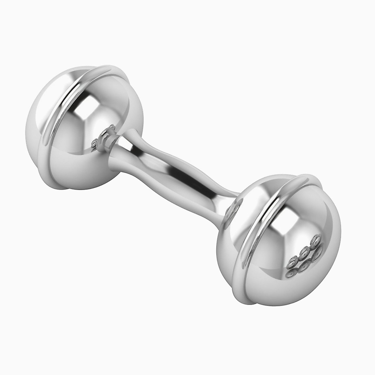 Krysaliis Sterling Silver Dumbbell Rattle for Newborn Baby Boy and Baby Girl | Non-tarnishing | Durable | and Custom Engravable Gift - Packaged in a Beautiful Gift Box