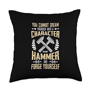 Forging Designs for Blacksmiths You Cannot Dream Yourself Into Backyard Blacksmith Forging Throw Pillow, 18x18, Multicolor