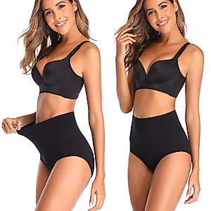 QOVOQ Women's High Waist Cotton Underwear Stretch Briefs Soft Comfy Ladies Panties MultiPack Black