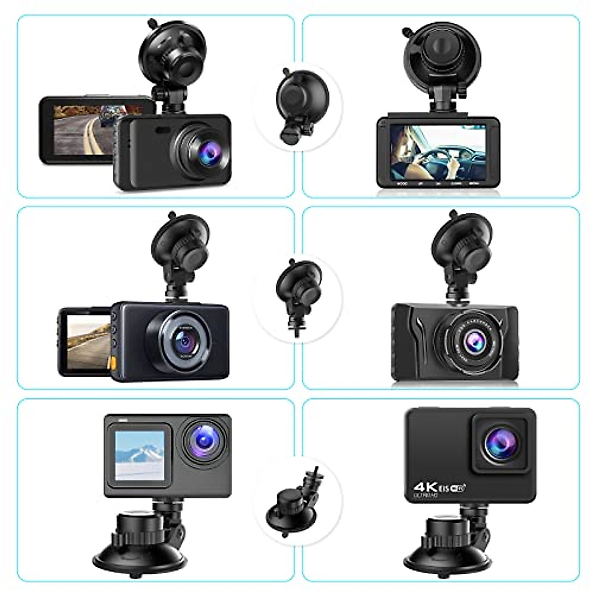 Dash Cam Mount, Suction Cup Mount,Windshield & Dashboard Suction Cup Mount Camera Mount,For ROVE R2-4K,CHORTAU Dash Cam,Screw Connectors Are Suitable For Most Dash Cam, DVR, GPS and Sports Camera
