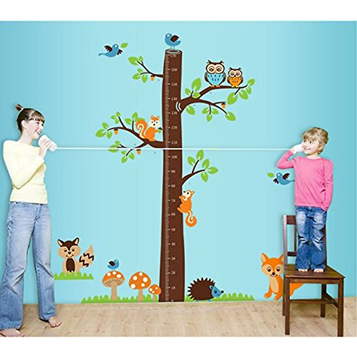 COVPAW® Wall Stickers Height Chart Measure Scale Decor Zoo Animal Owl Tree Growth Chart Kids Nursery Baby Room