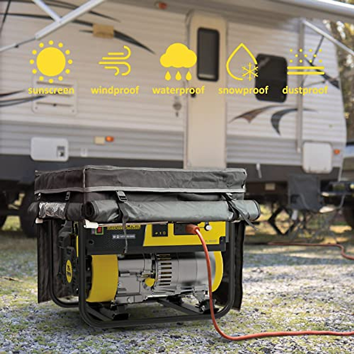 GEHENG Portable Generator Running Cover,With Stainless Steel Bracket,Super Heavy Duty 600D Waterproof Material, 100% Waterproof Generator Cover,33"x25.9 "x18.5",Black,2.0 Upgrade Version.