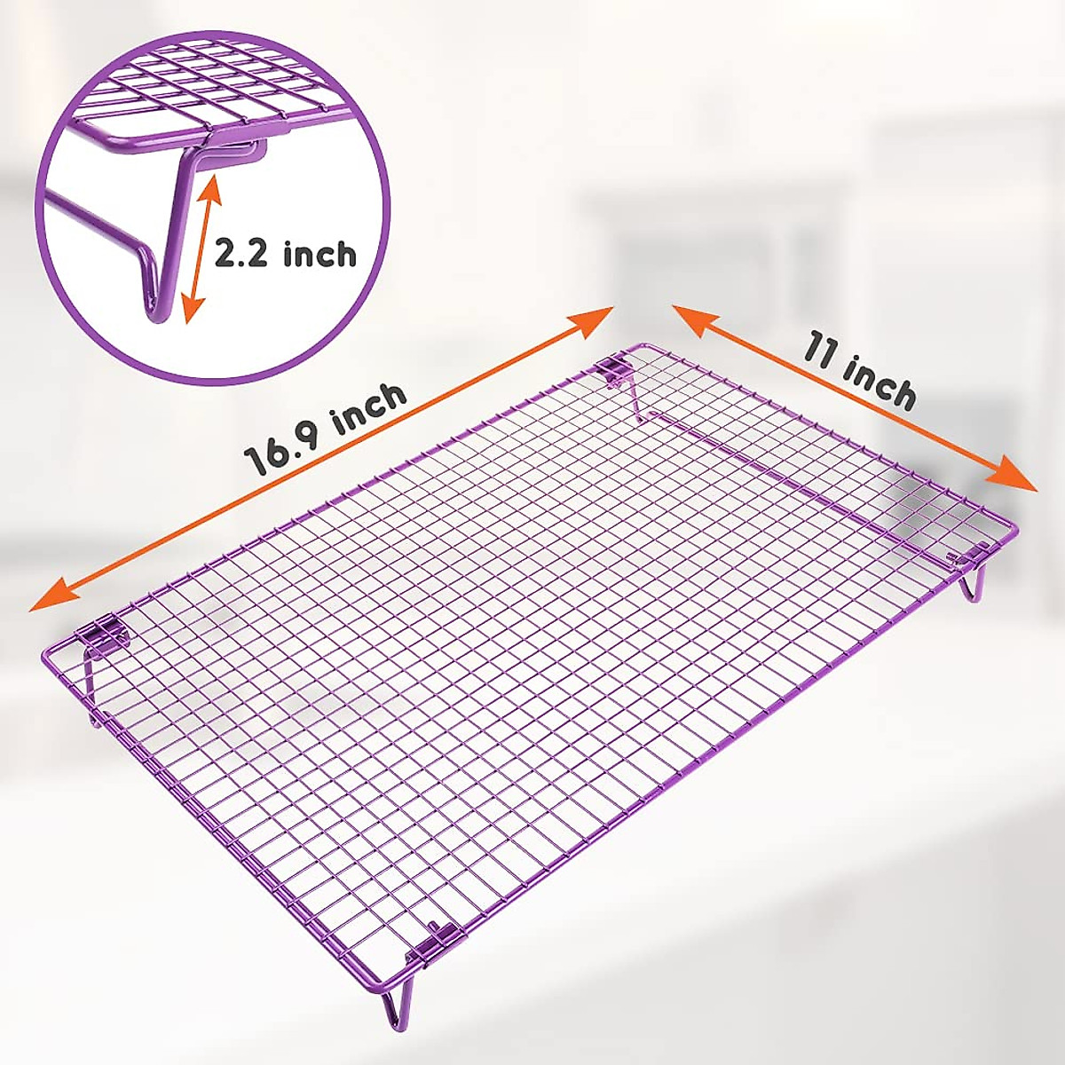 2-Tier Stackable Cooling Rack for Baking, Wire Steel Collapsible Oven and Dishwasher Safe Cookie Racks for Cooking Roasting Broiling Grilling Pizza Cake Bread, Fit Half Sheet Pan