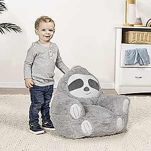 Cuddo Buddies Sloth Toddler Chair Plush Character Kids Chair Comfy Pillow Chair for Boys and Girls, 19 in x 20 in x 16 in