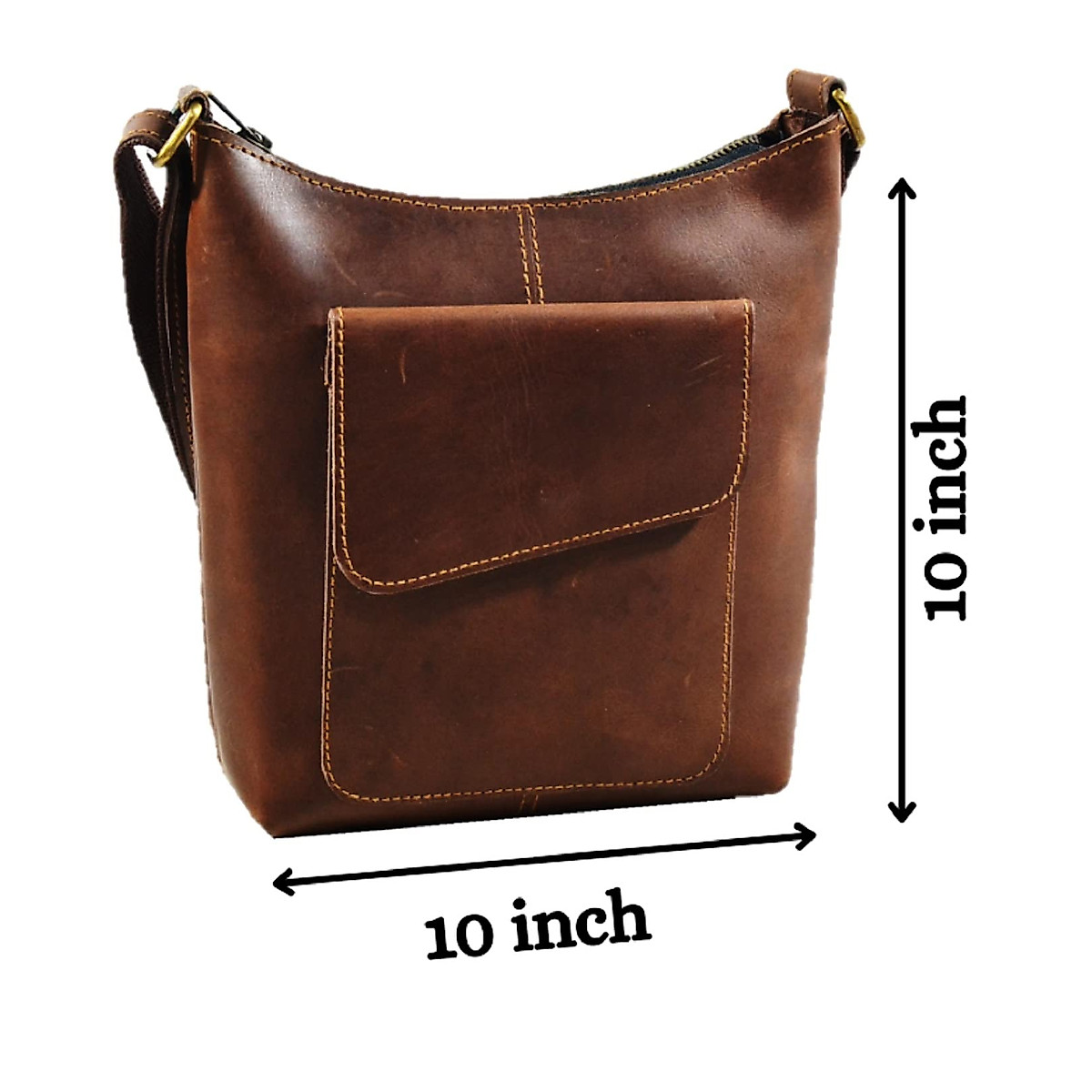 URBAN DEZIRE Genuine Leather Handmade Vintage Cross-body Sling Shoulder bag for Women (Brown, Medium)