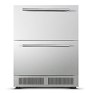 Vesgold 24 inch wide drawer refrigerator, built-in wine and beverage refrigerator under the counter, weatherproof, indoor and outdoor refrigerators, all-stainless steel cooler.