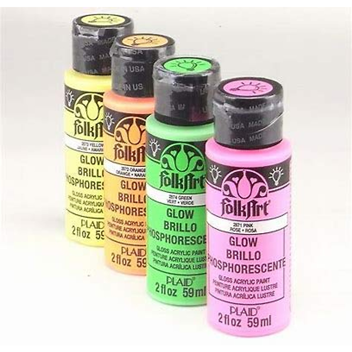 FolkArt Glow in The Dark Paint Set, 2 Fl Oz (Pack of 6)