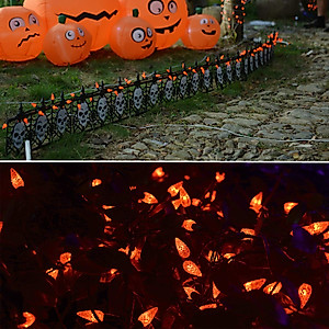 Twinkle Star 50 LED C6 Halloween String Lights, 17ft Battery Operated Fairy Lights with 8 Lighting Modes, Indoor Outdoor Black Wire Lights for Patio Garden Party Wedding Christmas Decoration, Orange