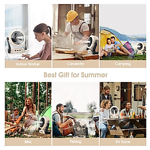 Ausic Portable Misting fan, 10000mAh USB Rechargeable Battery Powered Fan with Mister, 8-Inch Cooling Mist Fan with 250mL Water Tank & LED Lantern, for Home Desk, Camping, Outdoor&Indoor Use