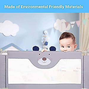 RDHOME 74.8" Bed Rails for Toddlers Extra Tall Kids Bed Guardrail, Vertical Lifting Collapsible Baby Safety Bed Rail Guards Fit Twin, Full, Three Quarters, King Size Bed (1 Side) Gray