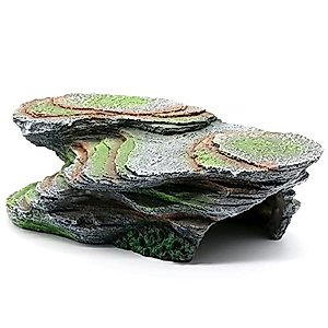 Reptile Resting Terrace Tortoise Climbing Platform Shale Scape Step Ledge, Reptile Cave Hideout Leopard Gecko Accessories Decorations, Great for Reptiles, Amphibians, Bearded Dragons, Lizard, Frogs