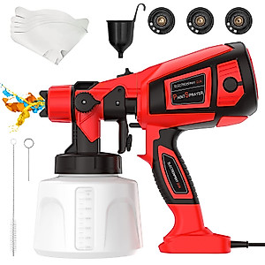 Mueczeo Paint Sprayer 700W HVLP High Power Electric Paint Gun with 1400ml High Capacity Container 3 Copper Nozzles and 3 Patterns, Paint Sprayer for House Painting, for Furniture, Fences, Walls, Doors