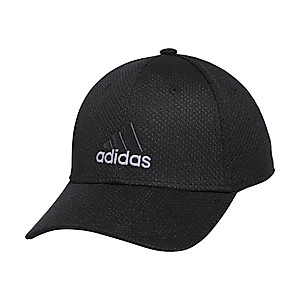 adidas Men's Zags 2.0 Structured Mid Crown A-Flex Stretch Fit Hat, Black/White, Small-Medium