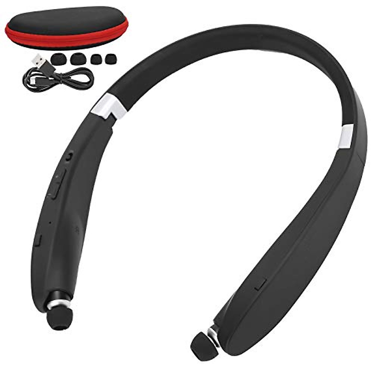 SX‑991 Bluetooth Headset, Bluetooth 5.0 Neckband Headphones Foldable Sports Earphone with Retractable Earbuds, for Home Office,Video Conference, with Carry Case