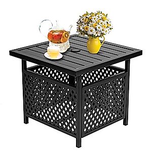 Oakcloud UV-Protected Outdoor Patio Bistro Table Side Table with 1.57" Umbrella Hole,for Garden,Pool,Deck