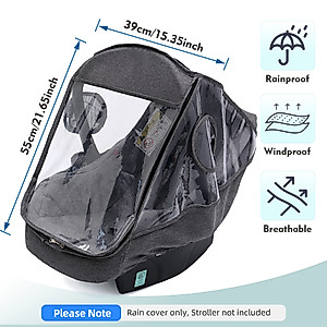 Universal Car Seat Rain Cover Infant Car Seat Weather Shield Waterproof Windproof Protection with Storage Bag