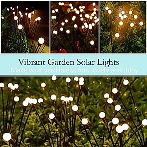 LIPIFAY Solar Powered Firefly Lights, Outdoor Waterproof Starburst Swaying Light, Vibrant Garden Solar Lights, for Yard Lawn Pathway Decoration, Warm White (2 Pack)