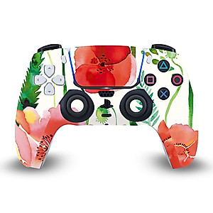 Head Case Designs Officially Licensed Ninola Red Flower Art Mix Matte Vinyl Faceplate Sticker Gaming Skin Decal Cover Compatible with Sony Playstation 5 PS5 DualSense Controller