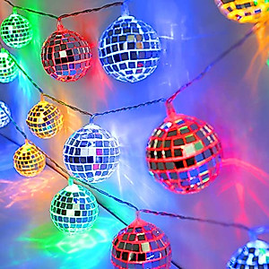 AceList 50 LED Disco Ball Mirror LED Party Light String Christmas Lanterns for Holiday Wall Window Tree Decorations Indoor Outdoor Patio Party Yard Garden Kids Bedroom Living Dorm (Multicolor)