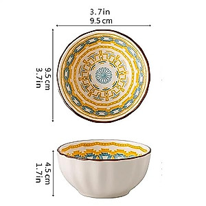 TRESORS Appetizer Plates Snack Bowls Round Ceramic Bowl Set Ceramic Small Bowl Dessert Side Dish Ice Cream Snack Condiment Dip Sauce Bowl Salad Plates Dinner Plates