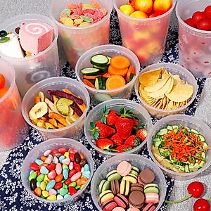 kkyvvy Deli Containers with Lids 48 Sets - Soup Containers with Lids 8,16,32 oz- Restaurant Containers with Lids for Food Storage, Plastic Deli Containers Variety Pack, BPA Free, Leakproof, Stackable