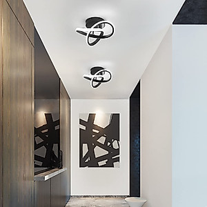 DAXGD Modern LED Ceiling Light 22W Spiral Design Ceiling Lighting Fixtures 6000K Cool White Light Ceiling Lamps for Corridor Aisle Hallway Balcony Bedrooms Kitchen Office (Black)