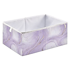 Kigai Cube Storage Bin Purple Marble Ripple Foldable Storage Basket Toy Storage Box for Home Organizing Shelf Closet Bins, 11 x 11 x 11-Inch