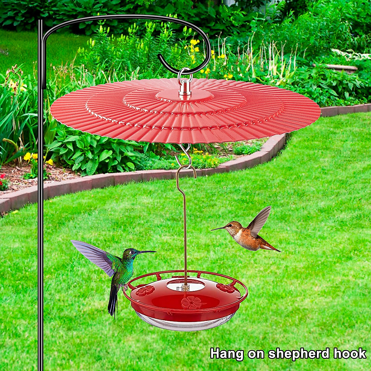 11.2" Metal Bird Feeder Rain Guard, Red Dome Shield Cover Umbrella Shade for Hummingbird Oriole Feeder, Squirrel Baffles for Bird Feeders