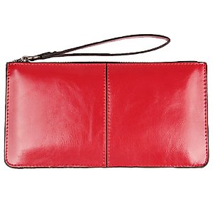 iToolai Women's Solid Color PU Leather Wristlet Clutches Purse Wallet Credit ID Cards Holder,Red