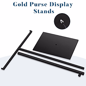 Leinuosen 4 Pcs Tabletop Purse Display Stand Metal T Bar Handbag Display Stand Holder Adjustable Height Double Hook Hanging Jewelry Stands for Home Store Boutique Counter(Black)