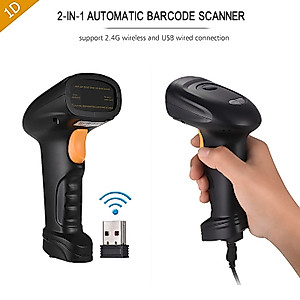 Barcode Scanner Support 2.4G and USD Connection with 1500MAh Rechargeable Battery
