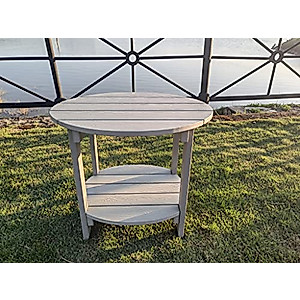 Byzane Double Adirondack Side Table, Patio Outdoor End Table Weather Resistant,Round Table for Patio, Garden, Lawn, Indoor Outdoor Companion, Grey