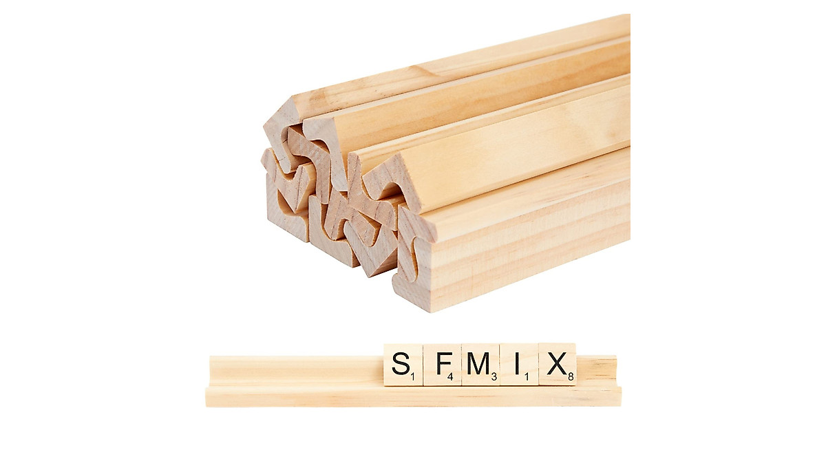 Bright Creations 12 Pack Wooden Letter Racks for Scrabble Tiles