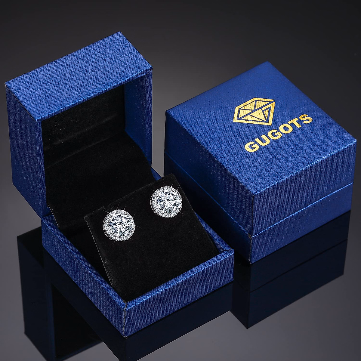 Moissanite Halo Earrings Screw Back 4.0CT 8MM*2 18K White Gold Plated 925 Sterling Silver Lab Round Cut Brilliant D Color VVS1 Clarity Moissanite Diamond Stud Earrings for Women Men