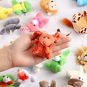 Skylety 32 Pcs Mini Animal Plush Toy Assortment Cute Small Safari Stuffed Toys Small Animals Keychain Decoration for Kids Back to School Gift Carnival Prize Student Award Party Favor(Jungle Animals)