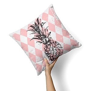 iiRov Summer Design Ink-Fuzed Decorative Throw Pillow - Tropical Summer Pink Pineapple v1