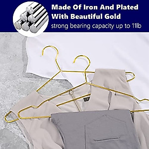 Amber Home 17" Shiny Gold Strong Metal Hanger 30 Pack, Gold Clothes Hangers, Heavy Duty Coat Hangers, Standard Suit Hangers for Jacket, Shirt, Dress (Gold, 30)