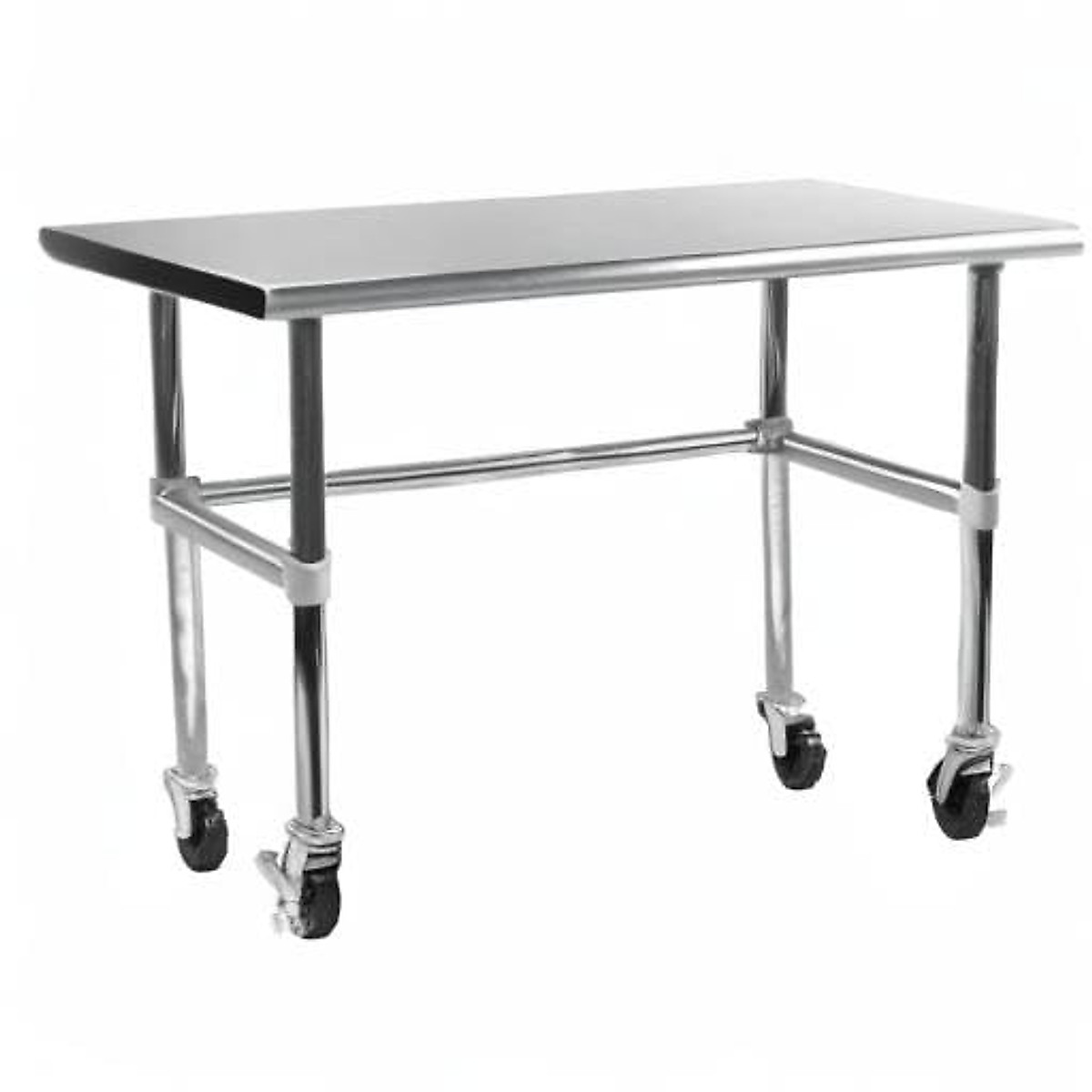 AmGood 18" X 48" Stainless Steel Work Table - with Open Base & Wheels | Food Prep | Utility Work Station | NSF Certified