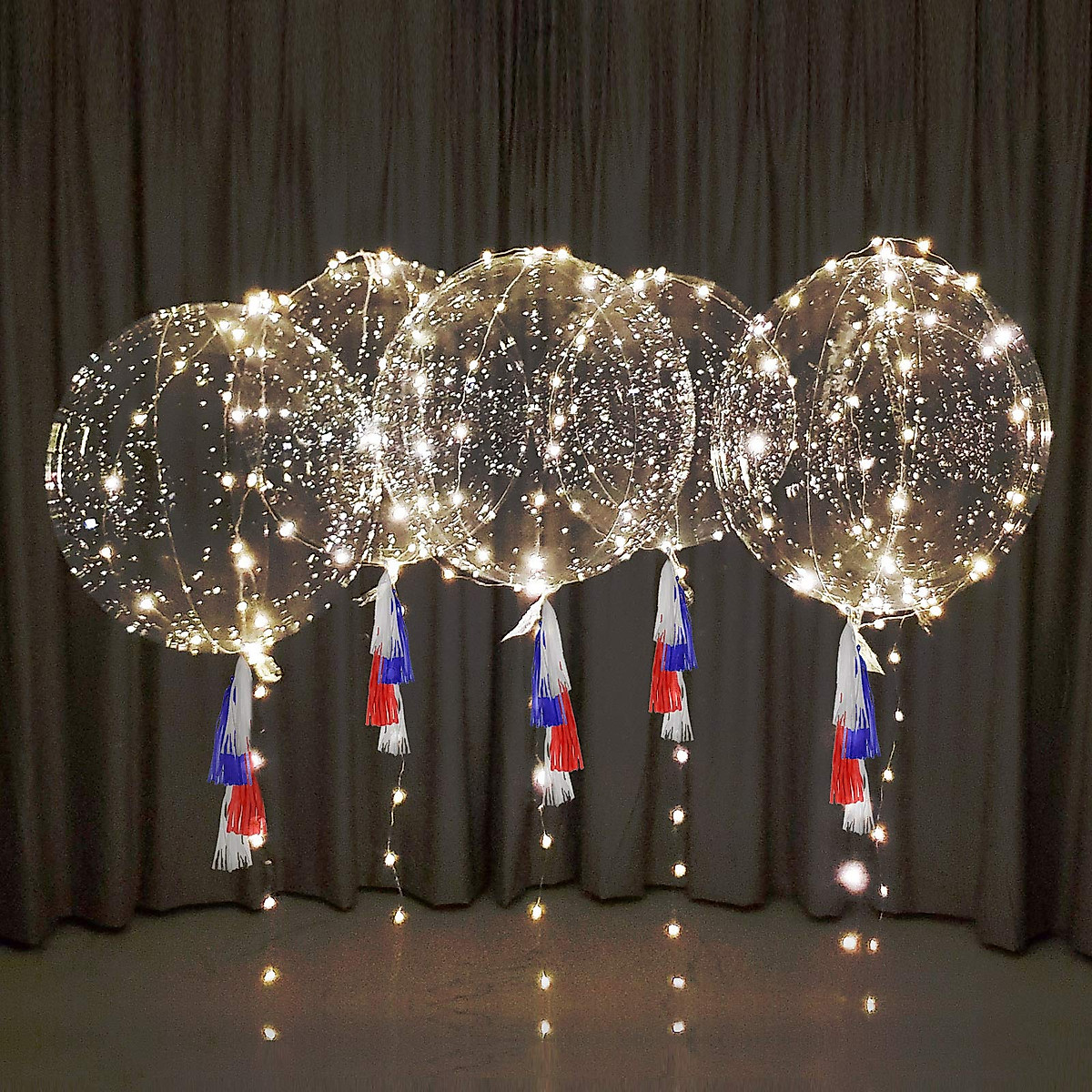 Lightsfever LED Light up Party Balloons with Batteries, 22 inch warm white Big Size Clear Bobo Balloons for Helium or Air, thanks giving party balloons(12 pack warm white)