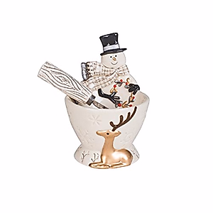 Fitz and Floyd Wintry Woods Footed Bowl with Spreader, 2-Piece Set